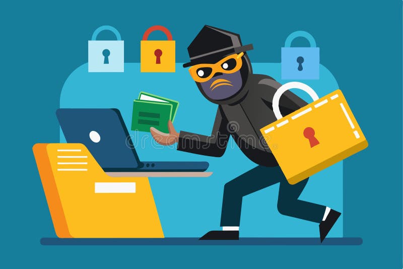 A Hacker Attempts To Access a Secured Folder on a Computer, Carrying ...