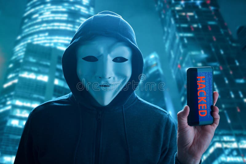 Hacker on the Background of Night City Stock Image - Image of criminal ...