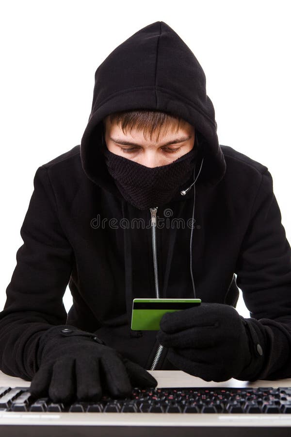 Hacker with a Bank Card stock photo. Image of nerd, internet - 150699052
