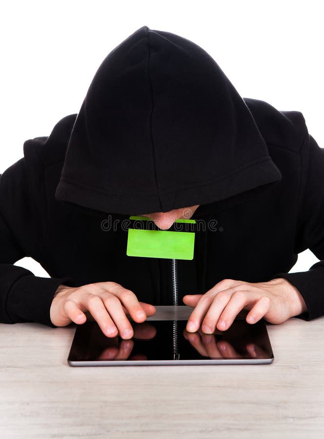 Hacker with a Bank Card stock image. Image of isolated - 142973185