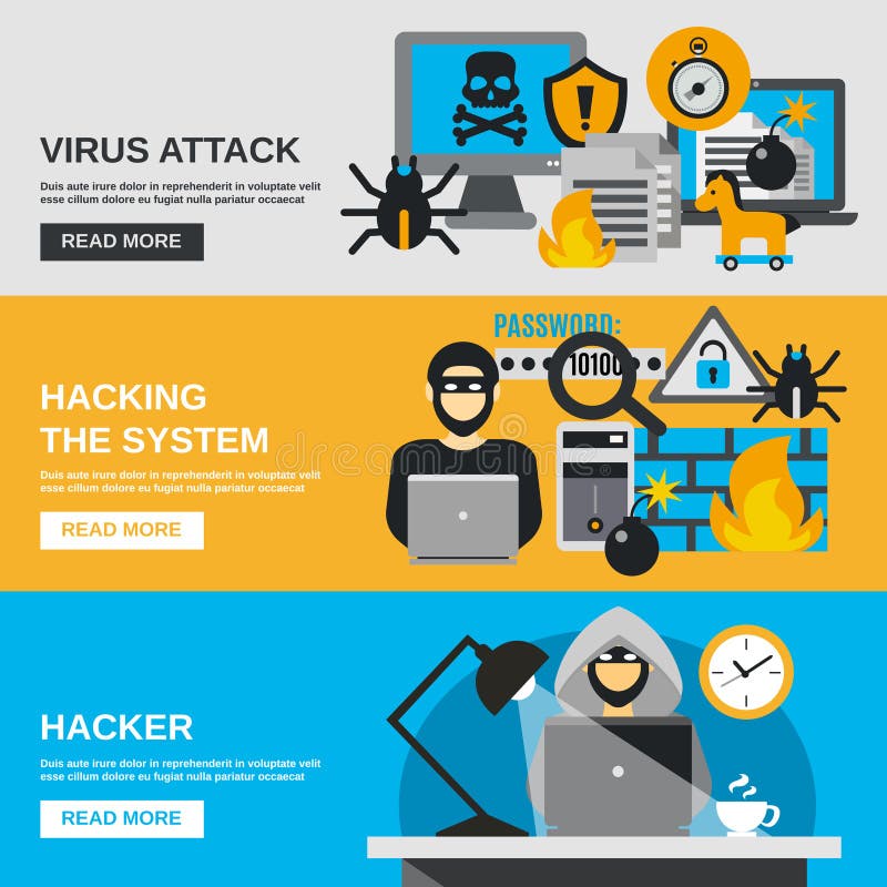 Hacker Banner Set stock vector. Illustration of hacker - 209542548