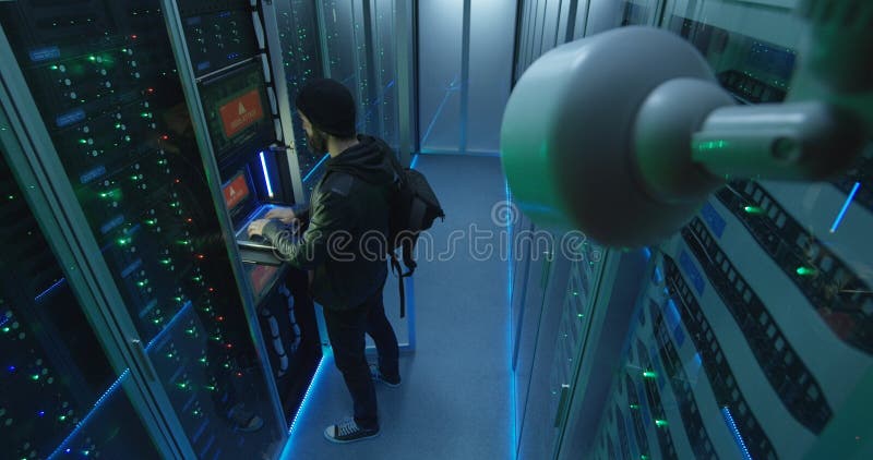 Surveillance Camera Capturing Hackers in Server Room Stock Photo ...