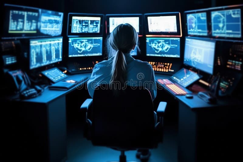 Hacker Behind Monitors Hacks Servers,cyber Security Generative Ai Stock ...
