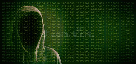 Hacker on Binary Code Background Stock Illustration - Illustration of ...