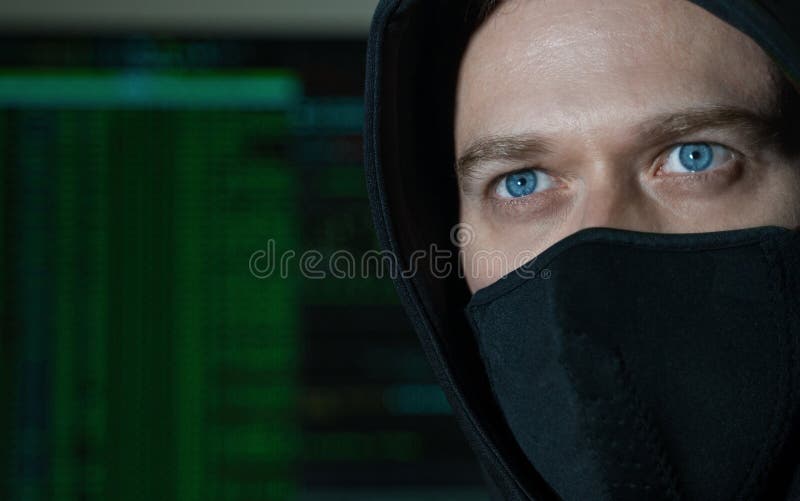 Hacker in black mask. stock photo. Image of mask, balaclava - 159548814