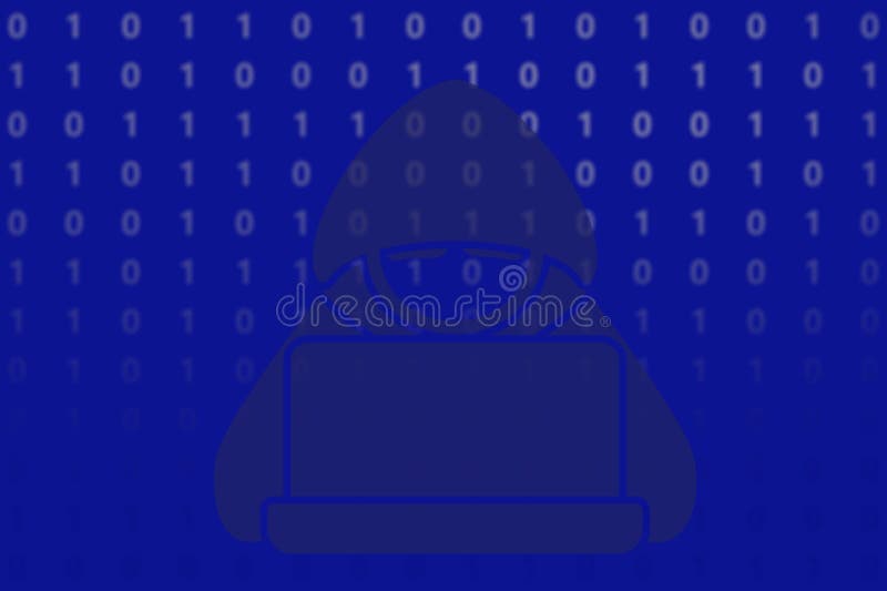 Hacker on Blue Digital Background Stock Illustration - Illustration of ...