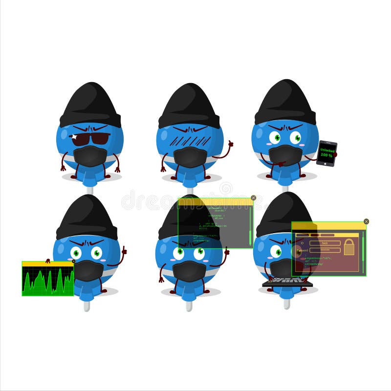 A Hacker Blue Lolipop Wrapped Character Mascot with Stock Vector ...