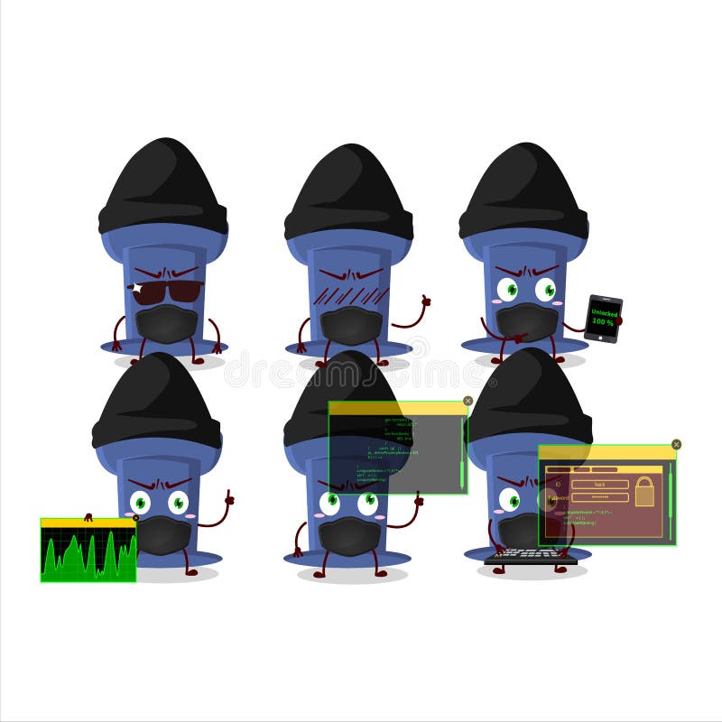 A Hacker Blue Push Pin Character Mascot with Stock Illustration ...