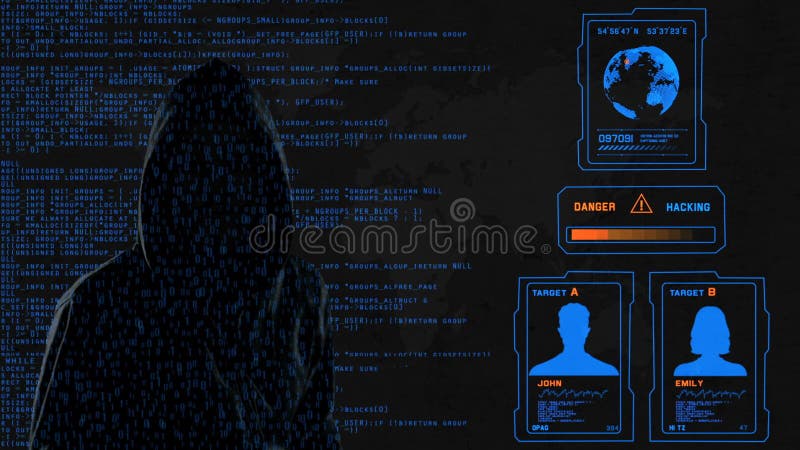 Blue Hacker Desktop Console with Scrolling Programming Code - Loop ...