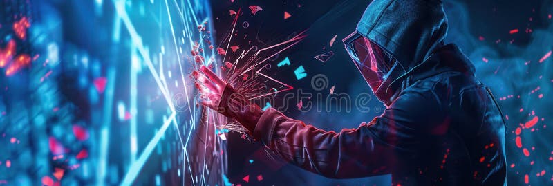 A Hacker Breaches a Digital Shield, Scattering Fragments and ...