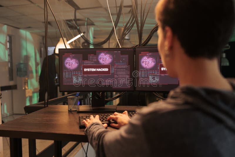 Hacker Breaking into Computer System, Hacking Bank Account Stock Image - Image of crime ...