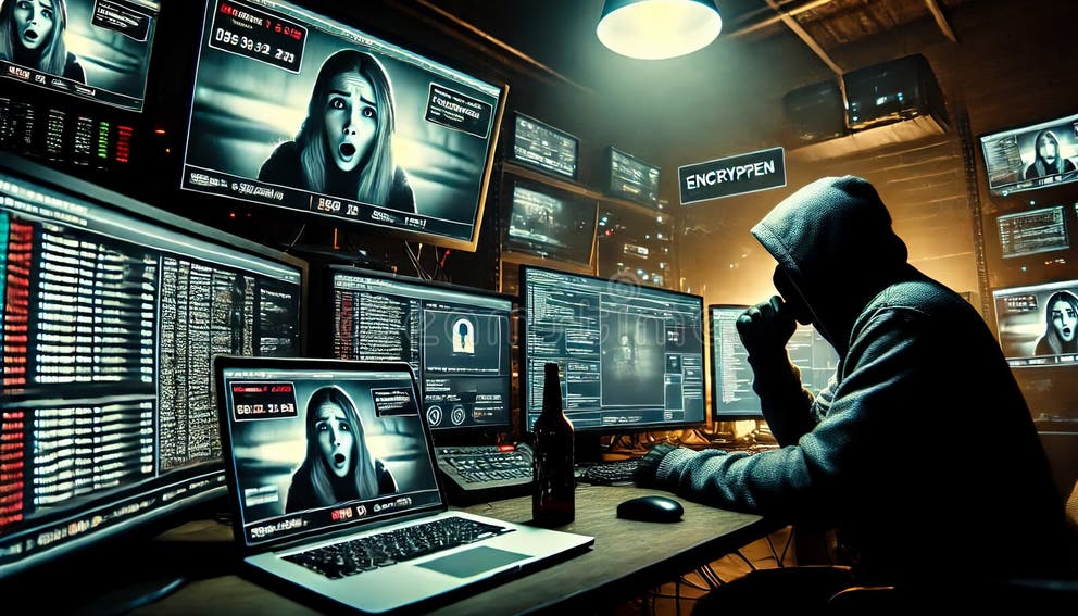 Hacker Breaking into Corporate Comuter System and Encrypting Files ...