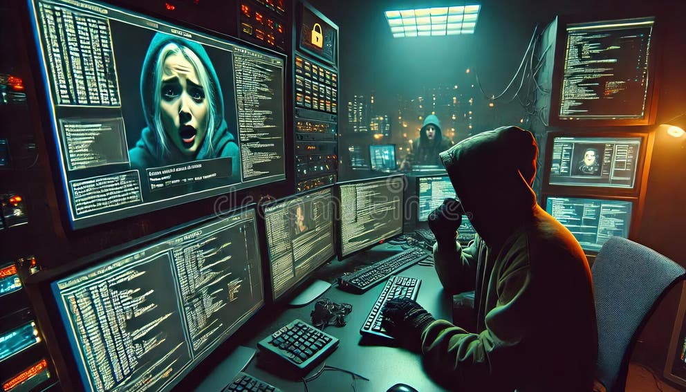 Hacker Breaking into Corporate Comuter System and Encrypting Files ...