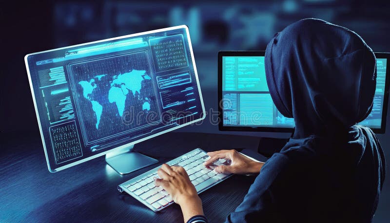 Hacker Breaking into Corporate Comuter System and Encrypting Files ...