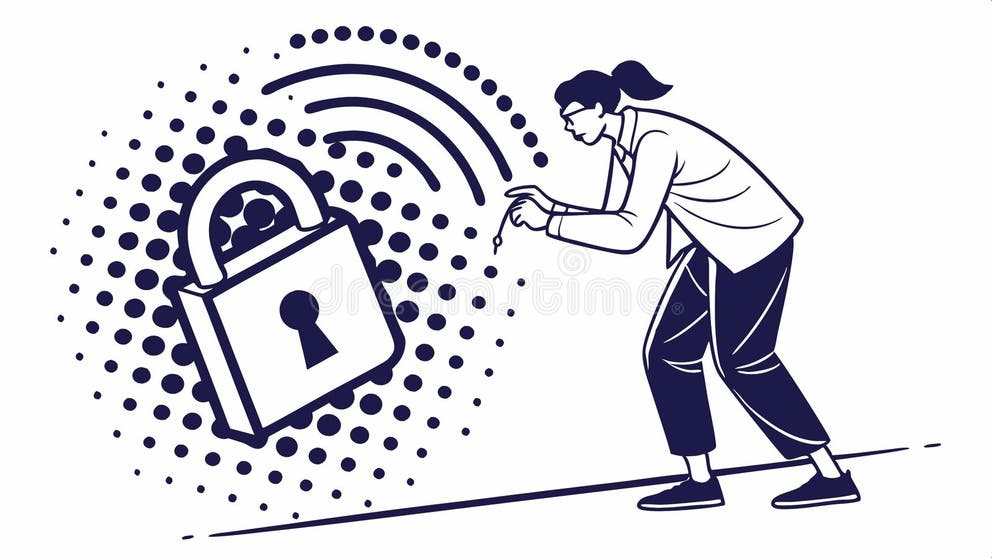 Hacker Breaking Lock, Security Breach and Cyber Crime Vector Design ...