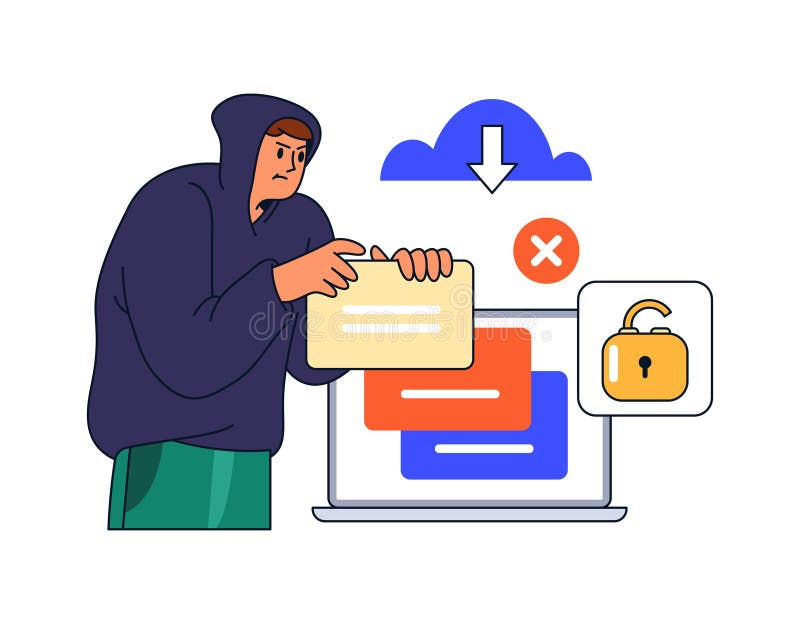 Hacker Breaking into Personal Documents in Web Stock Vector ...