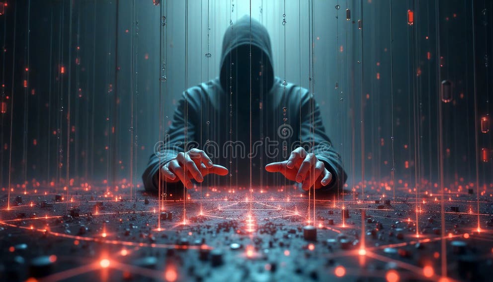 Hacker Breaking into Secure Network System Using Digital Interface Stock Image - Image of data ...