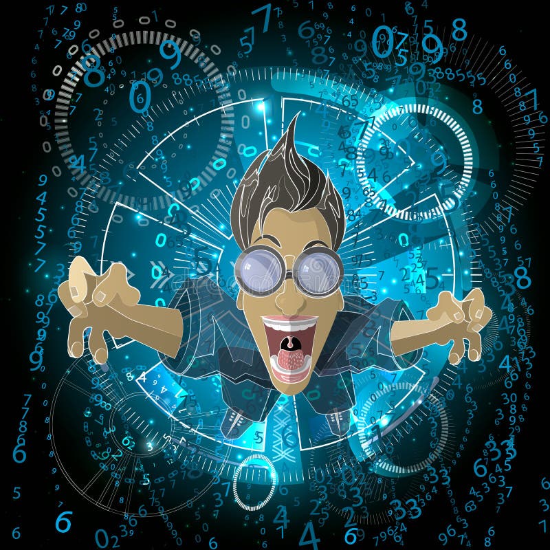 Hacker Breaks the Code. Abstract Illustration, a Man among the Stock ...