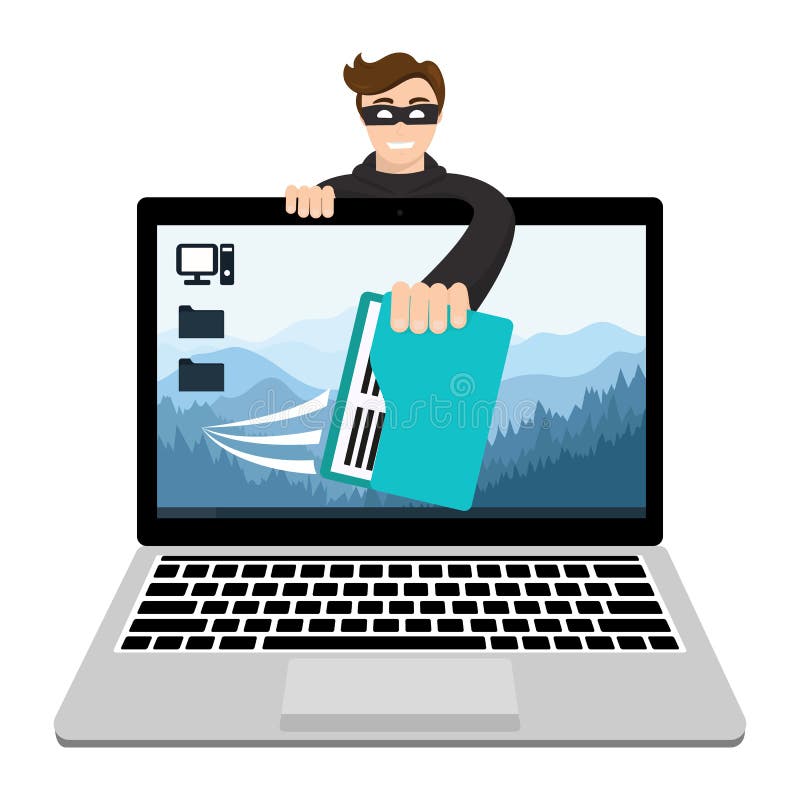 Hacker Breaks Into Computer And Data Theft Stock Vector Illustration Of Programmer Thief