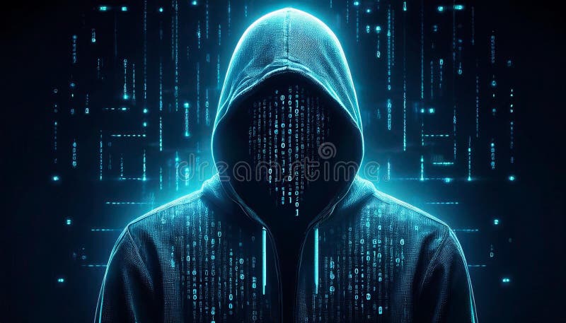 Hacker in Cap with Matrix Background Stock Illustration - Illustration ...