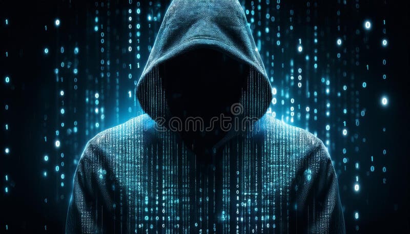 Hacker in Cap with Matrix Background Stock Illustration - Illustration ...