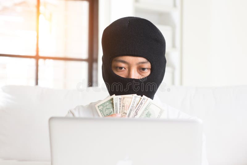 Hacker and cash stock image. Image of crime, male, black - 61799639