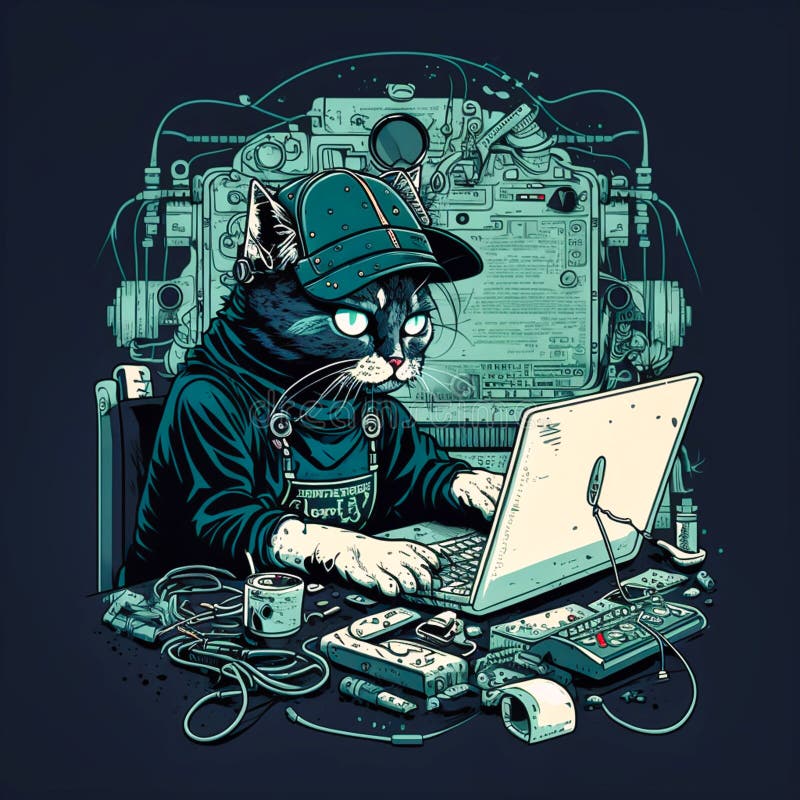 Hacker Cat Stock Illustrations – 145 Hacker Cat Stock Illustrations ...