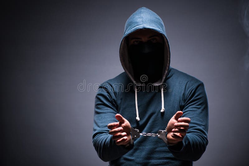 The Hacker Caught for this Crimes Stock Image - Image of hood, computer ...