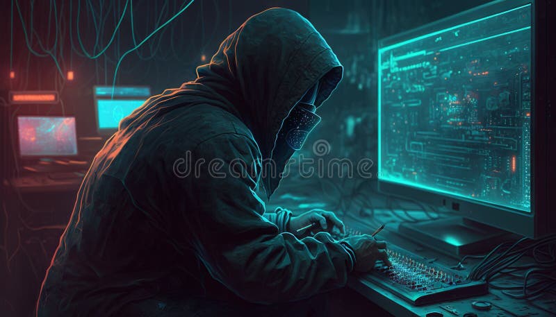 Hacker Character in Cyberpunk World, Futuristic Technology. Intricate ...