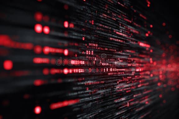 Hacker Code Interface Displays Red Symbols with Upper Third Remaining ...