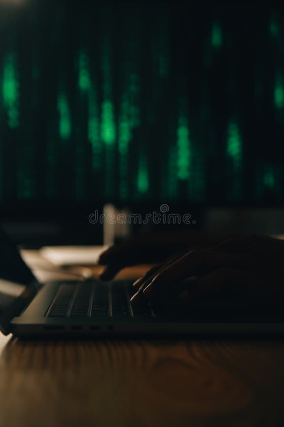 Hacker Code in Laptop. Cyber Security, Privacy or Hack Threat Stock ...