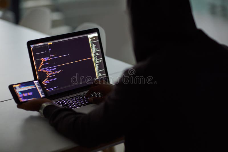 Hacker Code And Programming With Person And Laptop For Ransomware