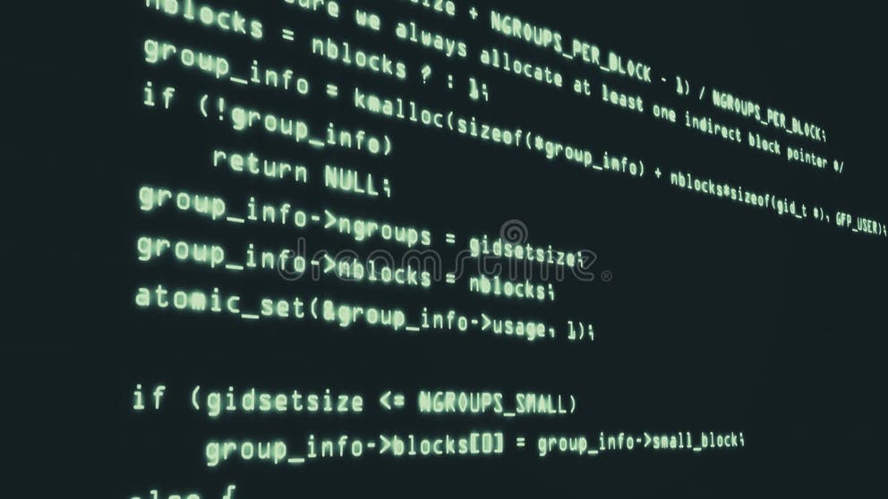 Hacker Code Running Down a Computer Screen Terminal. 3d Rendering Stock ...