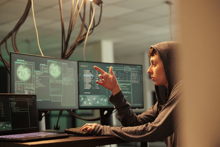 Hacker Coding Computer Virus, Writing Password Cracking Script Stock ...