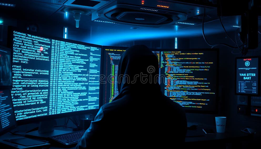 Hacker Coding Dark Room, Cyber Security, Programmer Setup, Technology and Focused, Stock Photo ...