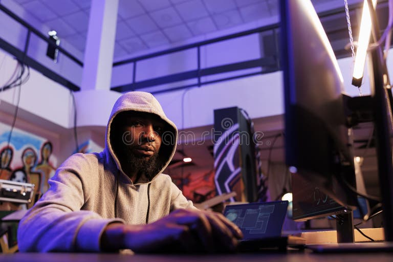 Hacker Coding Internet Virus Portrait Stock Photo - Image of ...