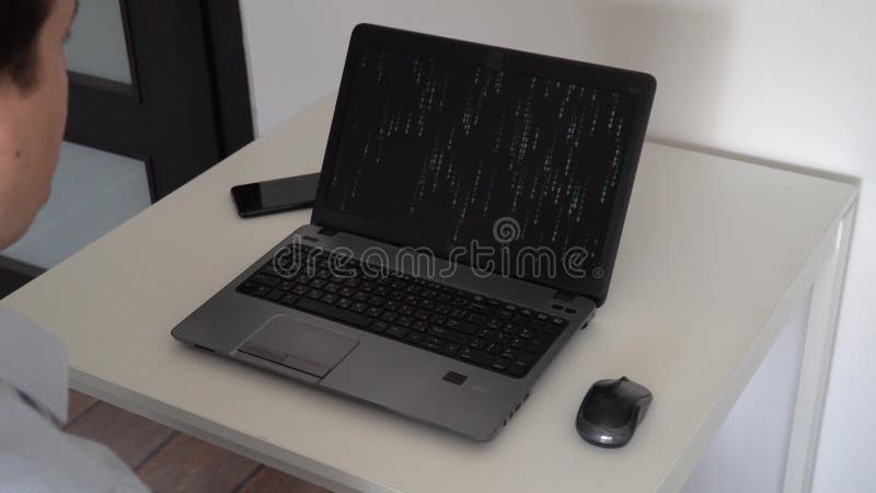 Hacker Coding Interrupted by a Code Rain Stock Footage - Video of code ...