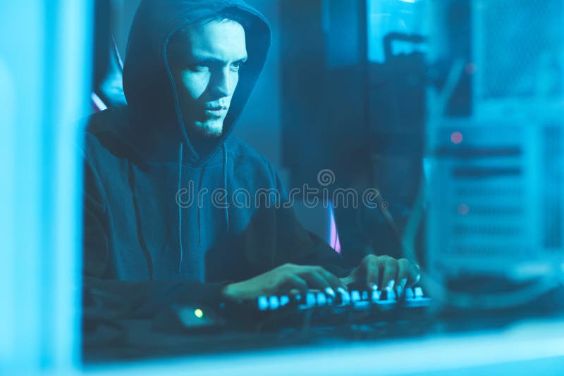 Hacker coding virus stock photo. Image of serious, sitting - 153365962
