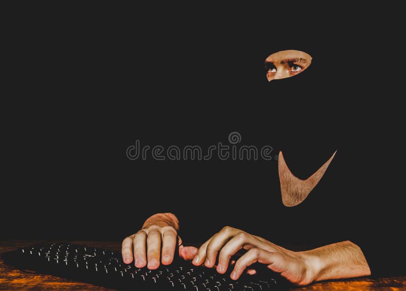 Hacker typing on keyboard stock photo. Image of server - 138006654