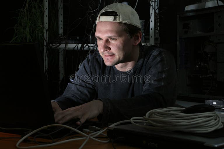 Hacker on computer stock image. Image of cables, internet - 9041249