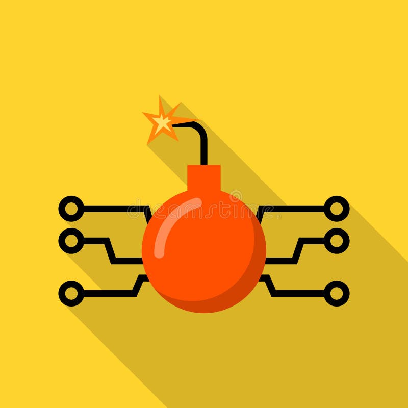 Hacker Computer Bomb Icon, Flat Style Stock Vector - Illustration of ...