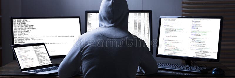 Hacker and Computer Data Breach Stock Photo - Image of robber, robbery ...