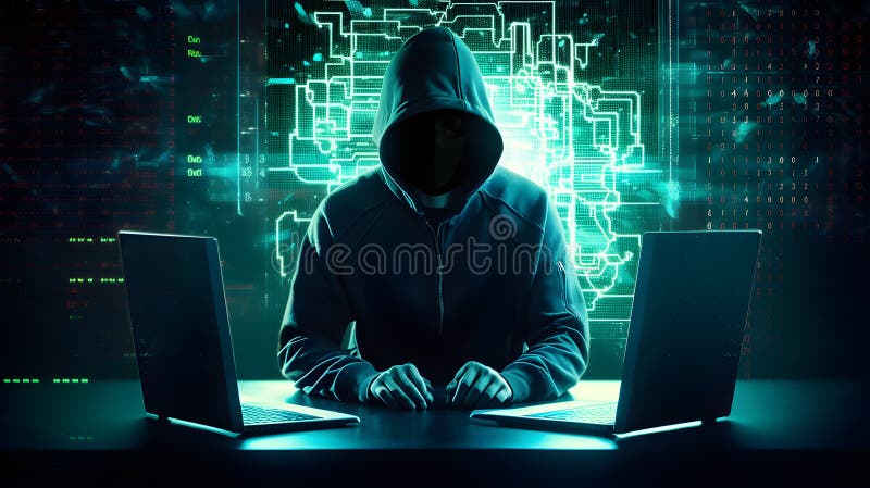 Hacker with Computer Laptop. Concept of Cybercrime, Cyberattack, Dark ...