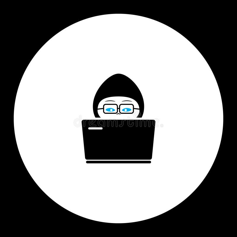 Hacker Computer Man Behind Laptop Working Icon Eps10 Stock Vector ...