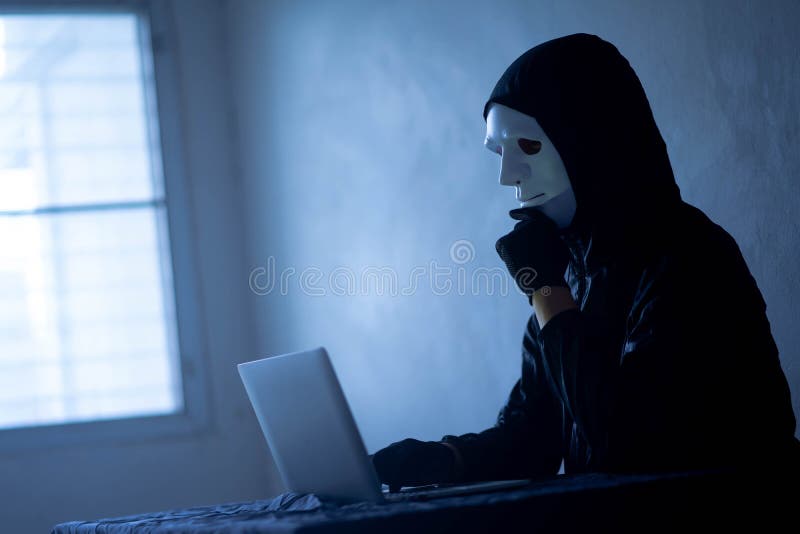 Hacker with Computer Man Hidden Face in the Dark, Data Thief, Cyber ...