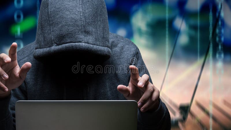 Hacker with Computer Notebook Stock Image - Image of security, mail ...