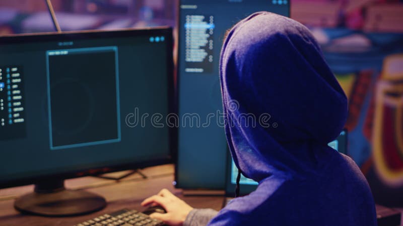 Hacker at Computer Running Spyware Stock Footage - Video of internet ...