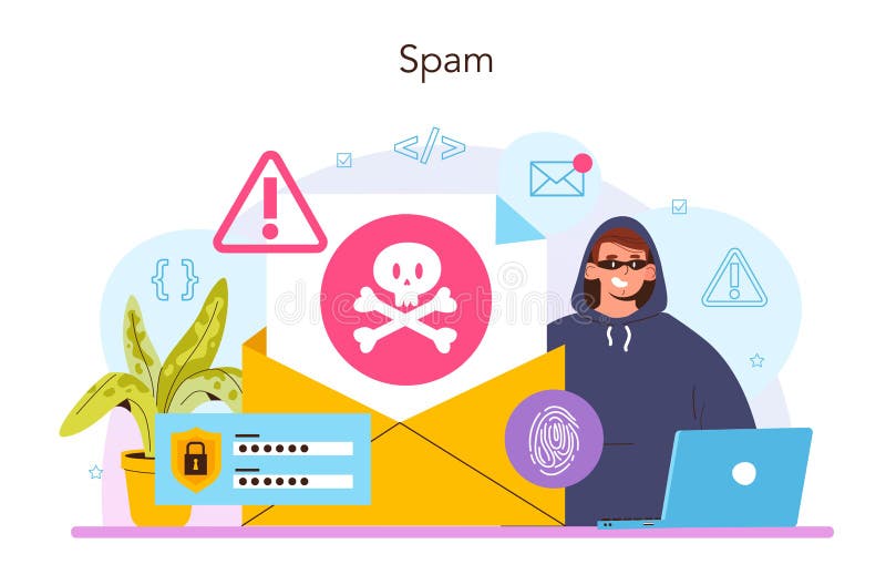 Hacker Concept. Cyber Attack, Thief Stealing Personal Data Stock Vector ...