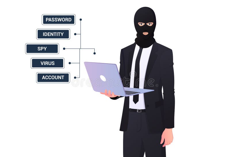 Hacker Concept Illustration with Man Hiding Identity Stock Vector ...
