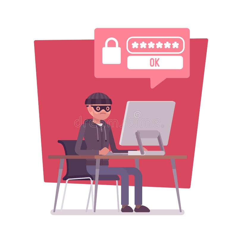 Hacker Cracking Computer Password Stock Vector Illustration Of
